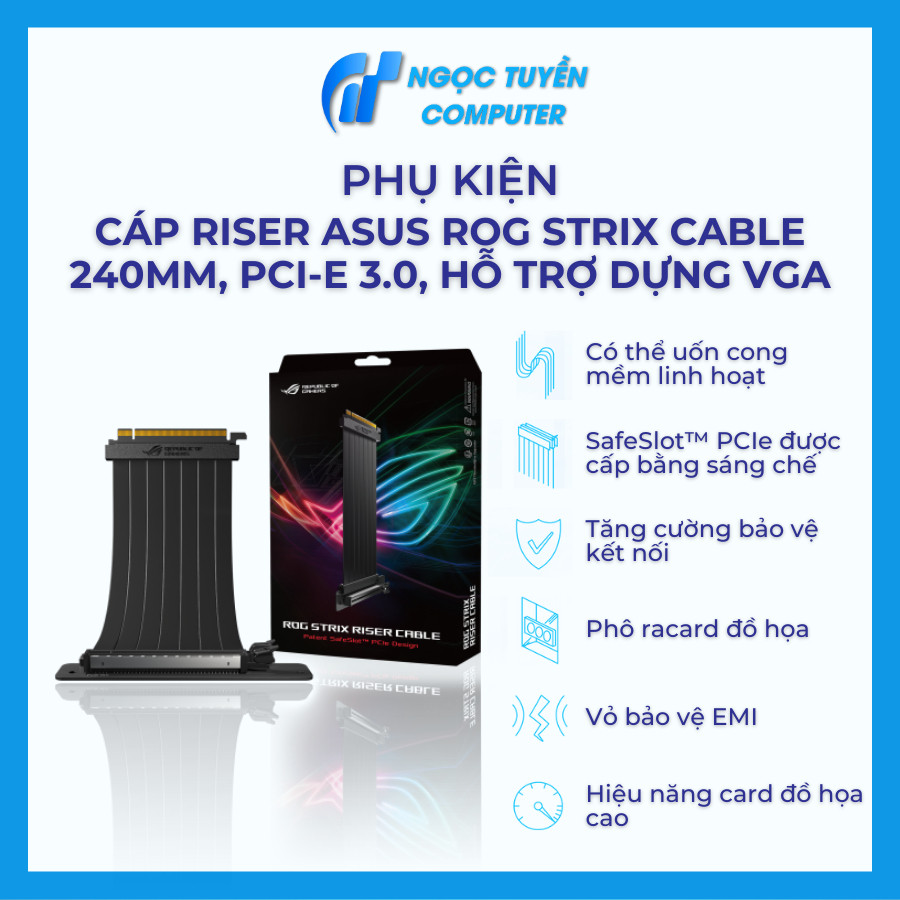 Cáp Riser Asus ROG Strix Cable | 240mm, PCI-E 3.0, hỗ trợ dựng VGA | Shopee Việt Nam