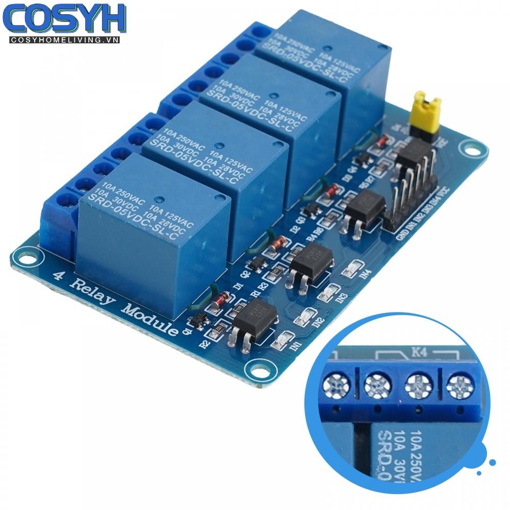 Compact and Convenient 4 Way Relay Module with Optocoupler High Current ...