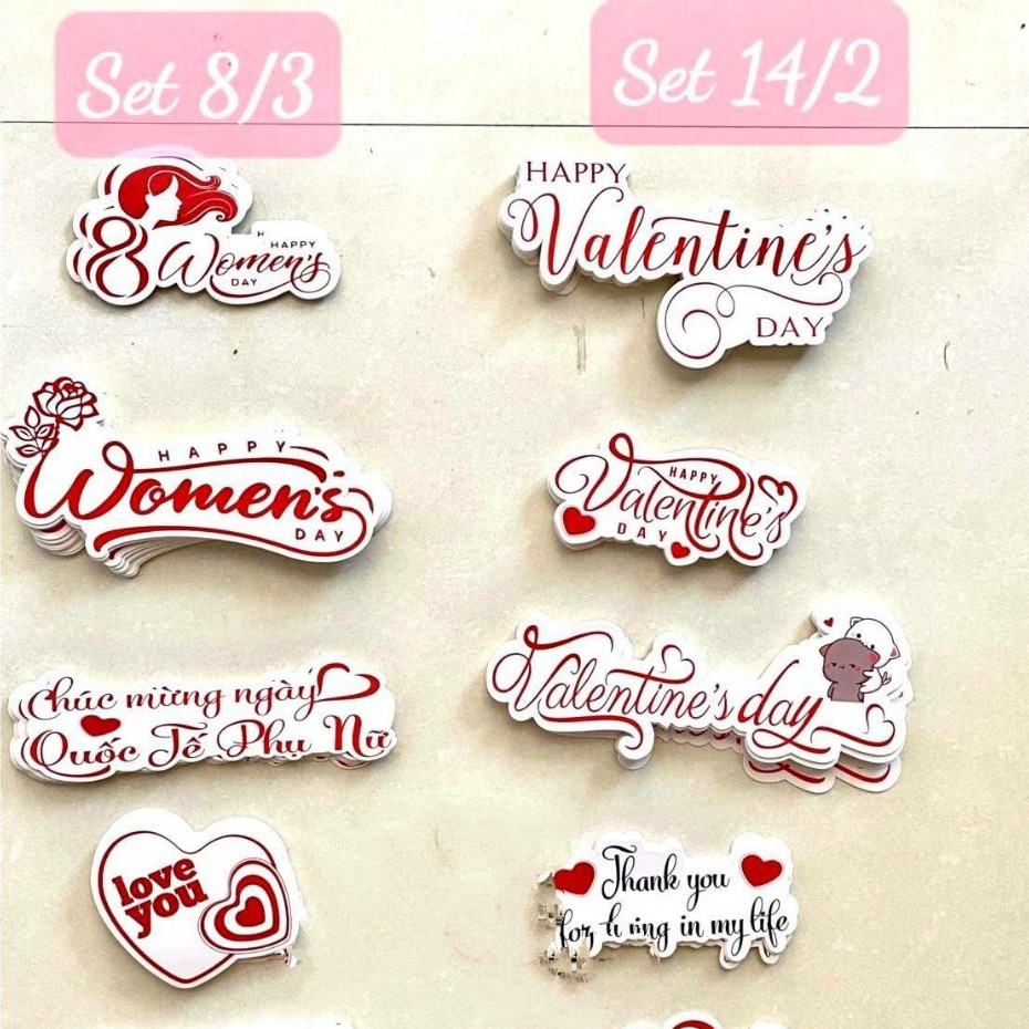 Banner 14/2 8/3, Chữ Valentine trang trí, Banner Quốc tế Phụ Nữ Việt ...