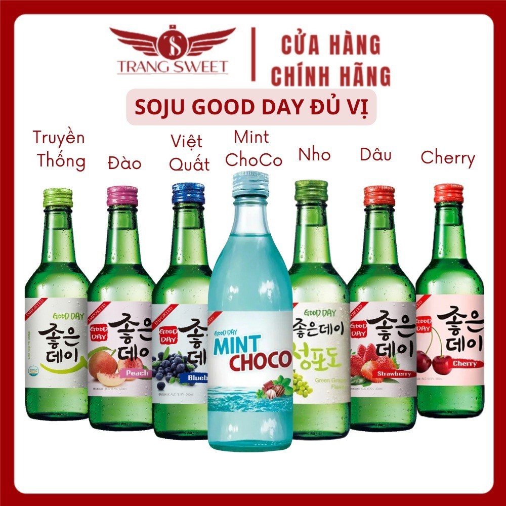 Nước trái cây Soju Good Day Đào Dâu Nho Cherry Việt Quất Mint Hibicus ...