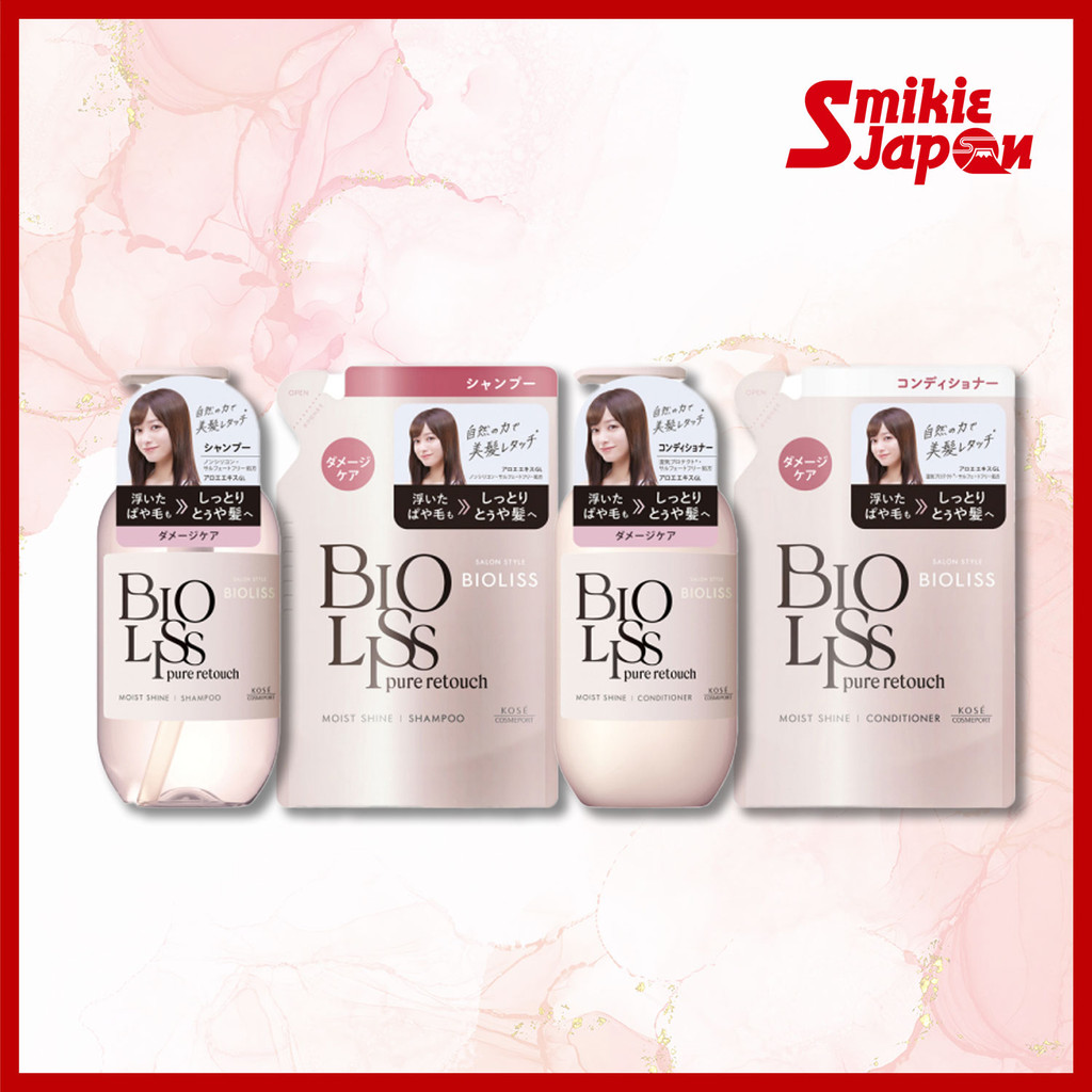 Dầu gội và dầu xả KOSE BIOLISS SS Bioliss Pure Retouch Silky and Shiny 480ml / Refill 340ml Trực ...