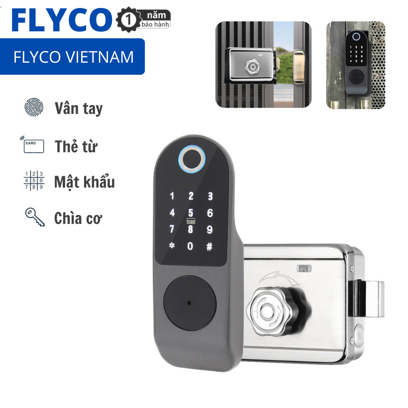 2025 Khóa Cổng Sắt Thông Minh Vân Tay Điện Tử Flyco - Bảo Hành Khoá 1 năm - Tính năng Vân tay ...
