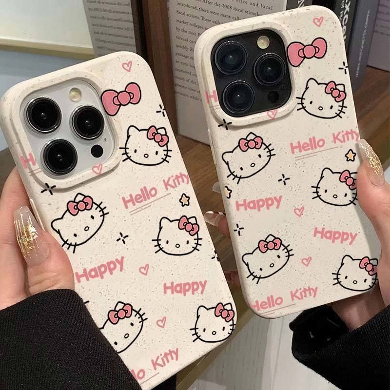 Ốp điện thoại vỏ lúa mì Hello Kitty graffiti dễ thương cho iPhone15 14 13 12 11 Pro Promax 7 8 ...
