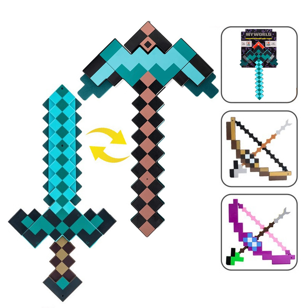 2in1 Sword Pickaxe Minecraft Toy Weapons: Diamond Sword, Arrow & Bow ...