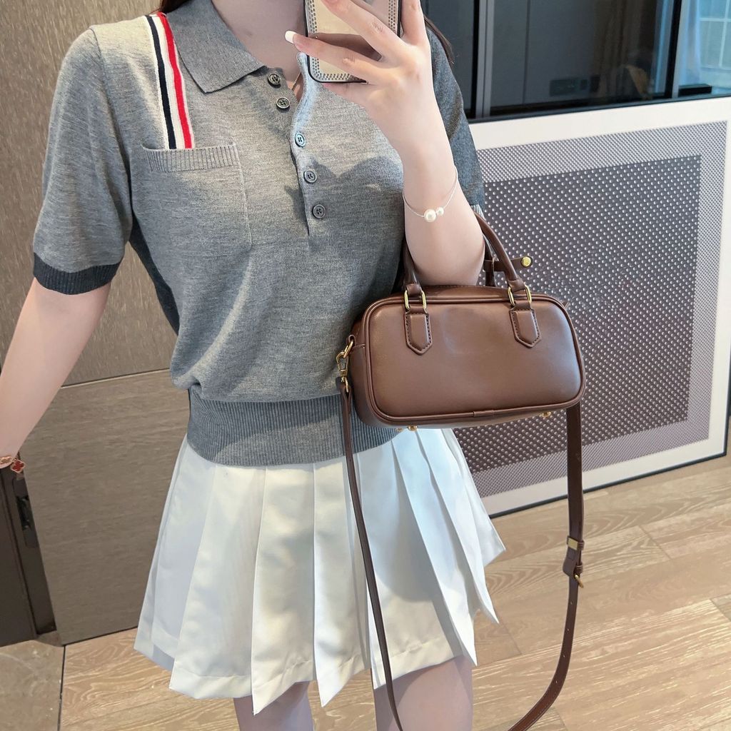 AYE6 Thom Browne College Style Pocket Three-Color Stripes polo Collar ...