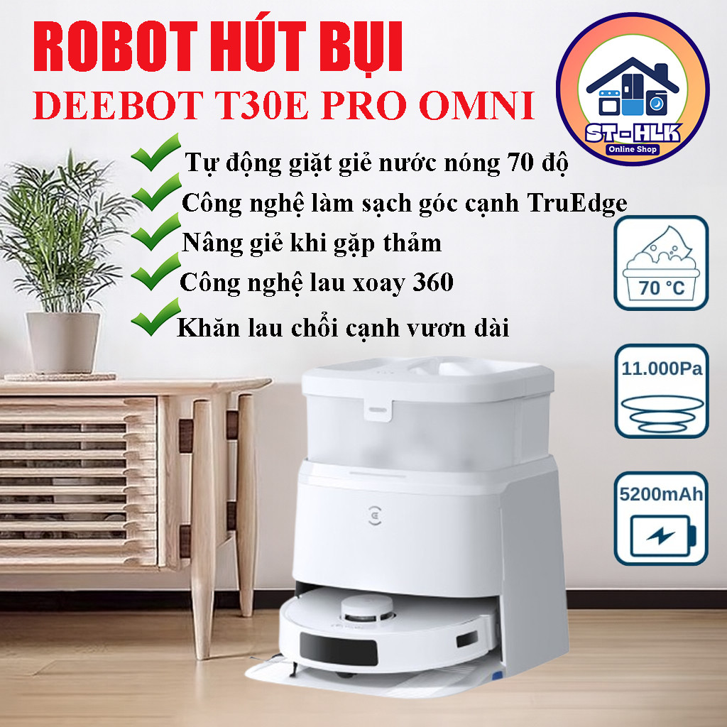 Robot hút bụi lau nhà Ecovacs T30e Pro Omni - Trạm Sạc Đa Năng - Bảo ...