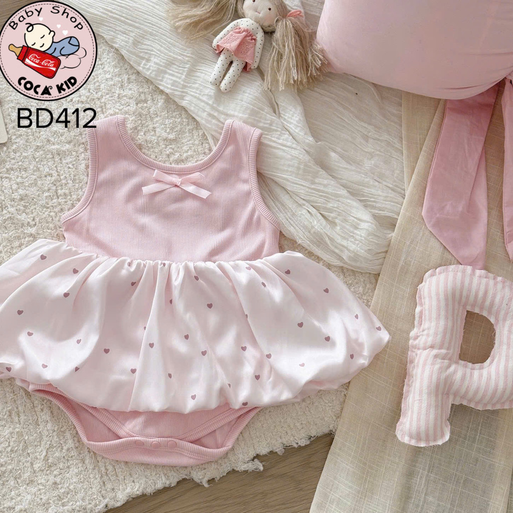 BODYSUIT HỒNG NƠ TRÁI TIM COTTON 5-13KG | Shopee Việt Nam
