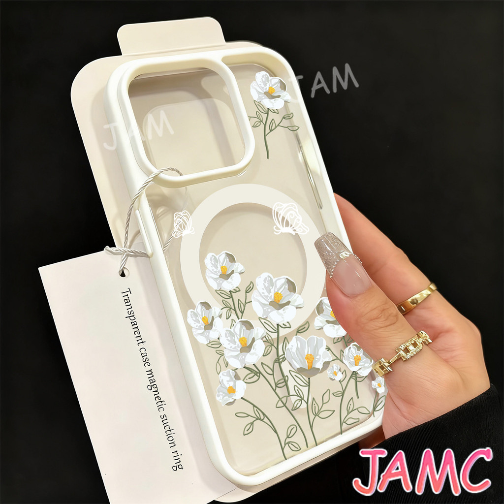 Magsafe Ốp sạc dây từ hoa C vuông sang trọng Ốp lưng Noel iPhone17 16 ...