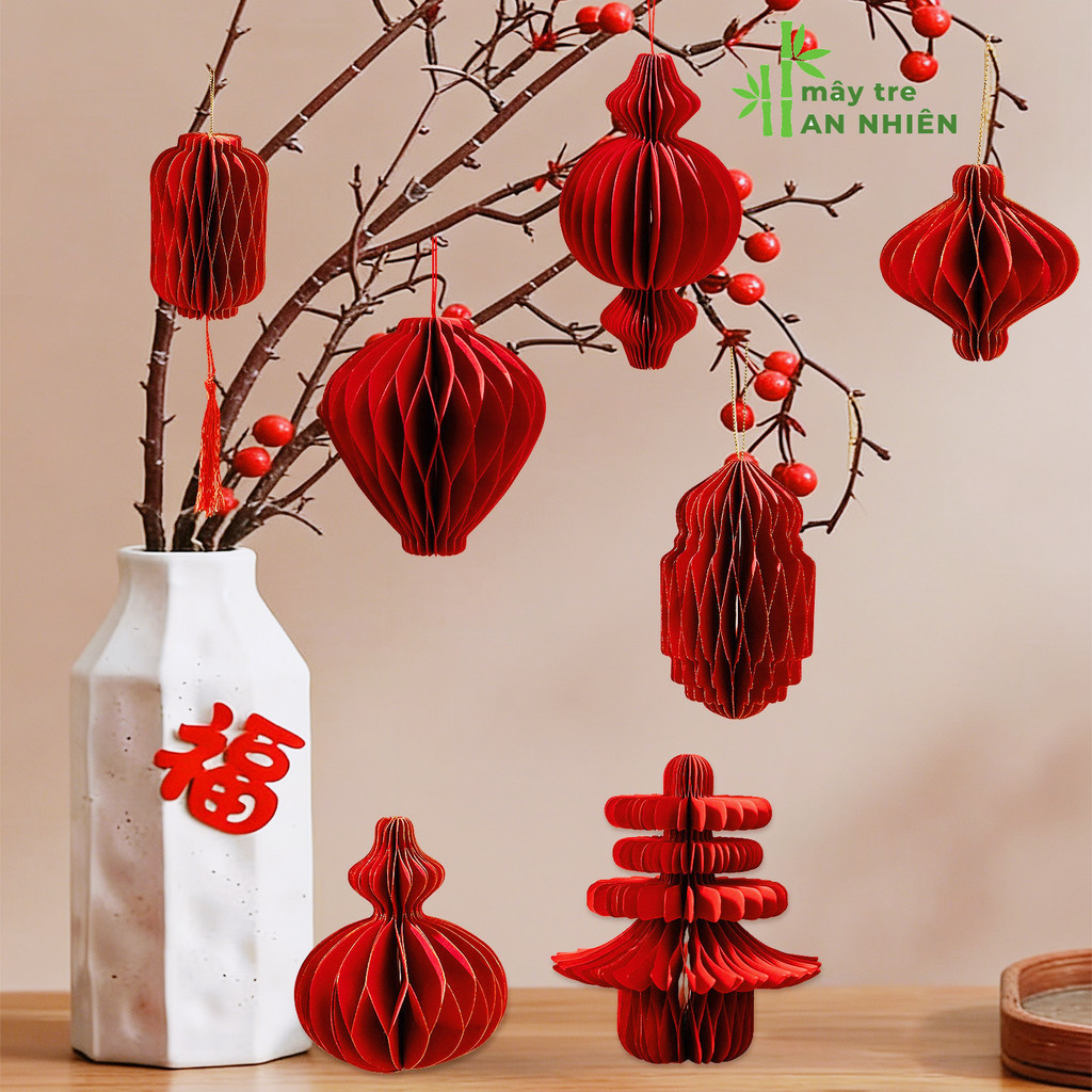 [Tết 2026] Đèn Lồng Tổ Ong Trang Trí Tết, Đèn Lồng Giấy Decor Treo Cây ...