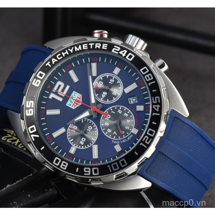 Đồng hồ đeo tay nam Rui TAG HEUER Dây đeo cao su mặt số màu xanh đỏ ...