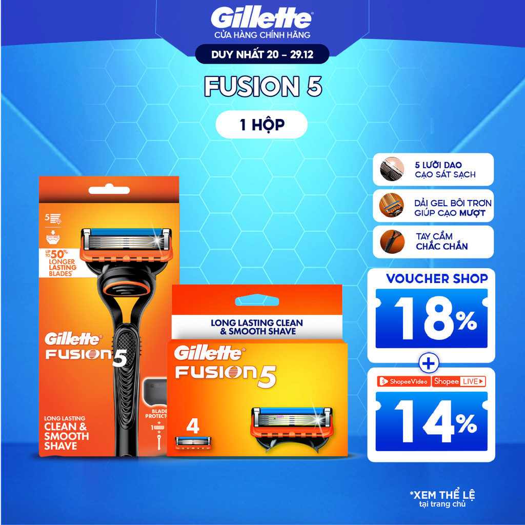 [LIVE] Dao Cạo Nam/Lưỡi Dao Cạo GILLETTE Cao Cấp 5 lưỡi Fusion 5 ...