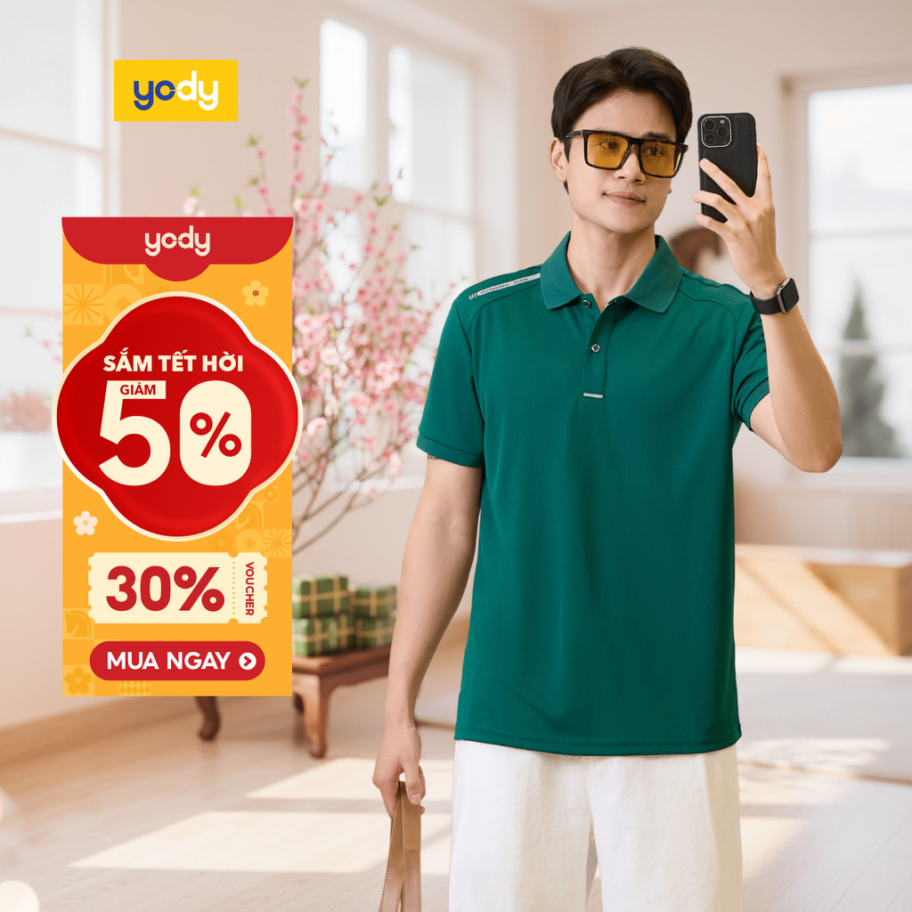 🌸SALE TẾT🌸 Áo polo nam thể thao YODY in vai phản quang cao cấp thấm hút ...