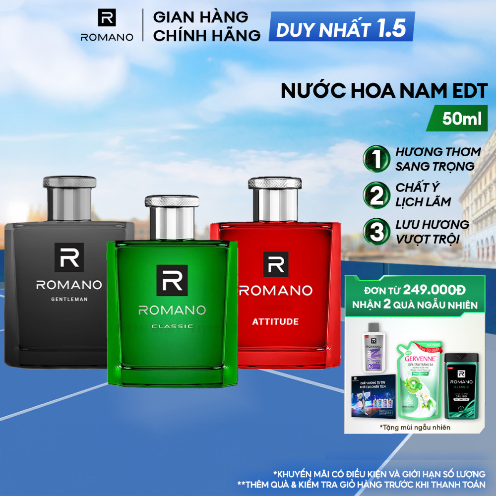 Nước hoa nam Romano EDT Attitude / Classic / Gentlemen 50ml | Shopee ...
