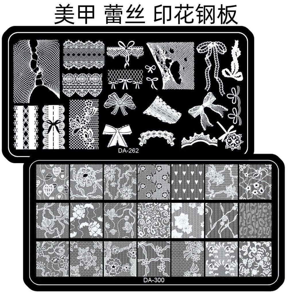 Làm Móng Tay In Thép Nơ Ren Checkerboard Nơ Bướm Bản Mẫu In Tấm Truyền ...