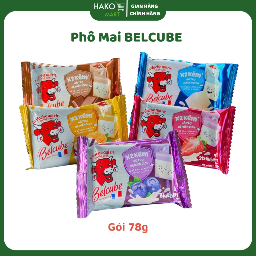 Phô Mai Belcube Con Bò Cười Nhiều Vị (Sữa, Dâu, Socola, Việt Quất, Xoài ...