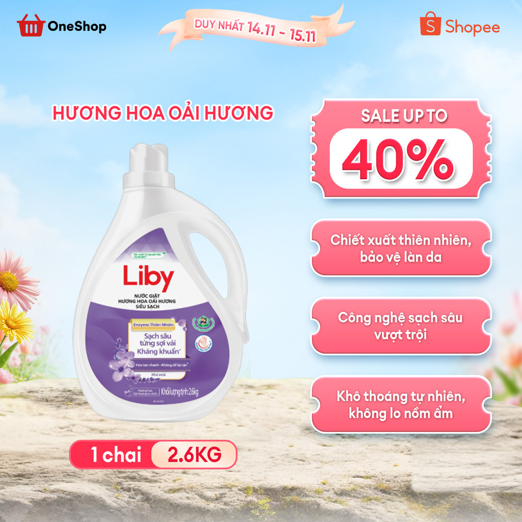 Nước giặt LIBY Hương Hoa Oải Hương chai 2.6KG | Shopee Việt Nam