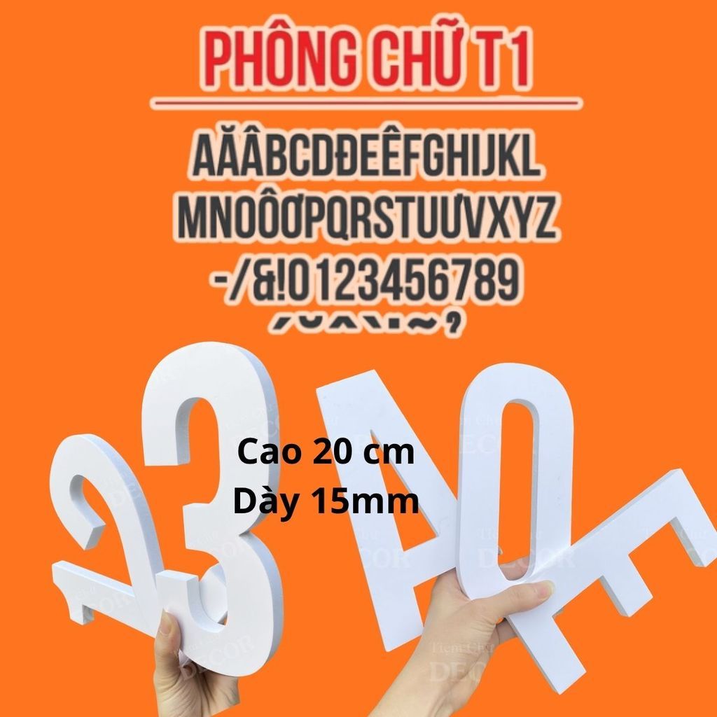 (1003)Chữ Nổi Fomex Trắng 20cm T1 In Hoa Dán Tường Trang Trí Tiệm - Chữ ...