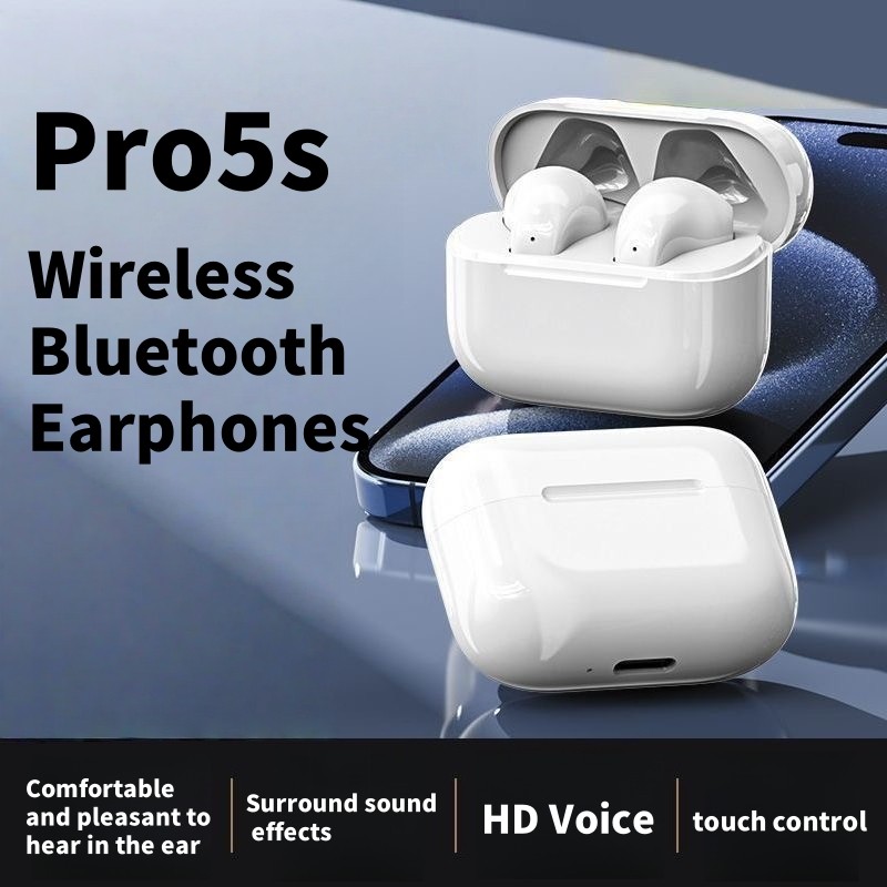 Nút tai không dây Bluetooth Pro5s có thiết kế tay cầm ngắn, thoải mái ...