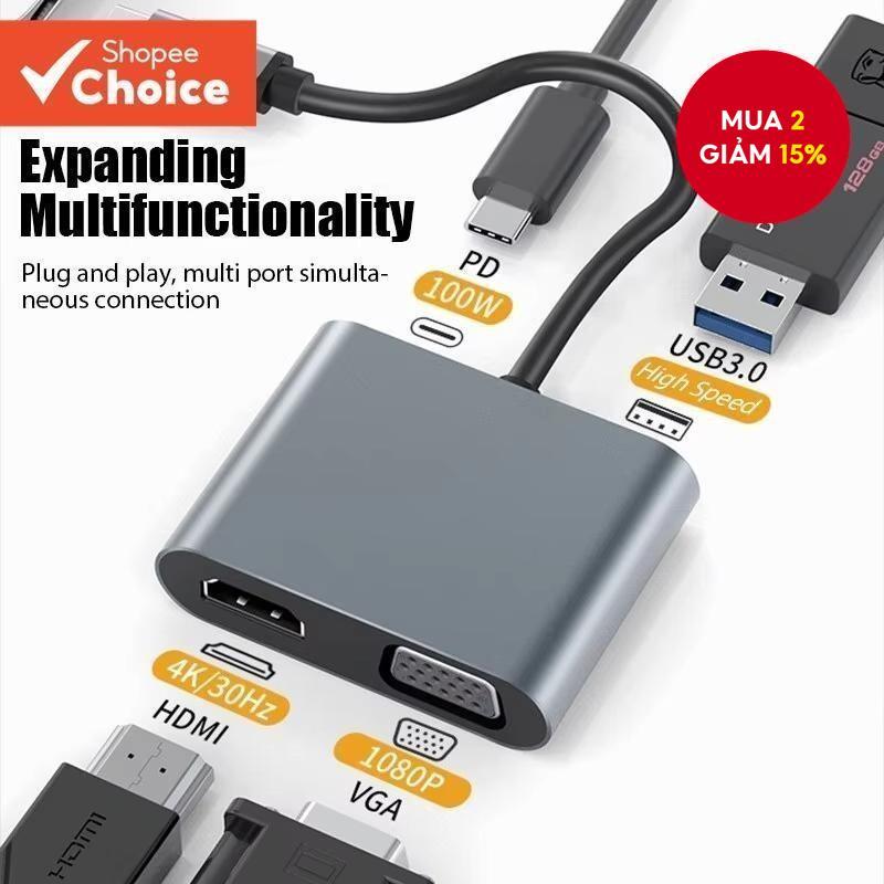 [Shopee Choice] Bộ chuyển đổi Hub 4K Type C sang HDMI VGA USB-C Bộ ...