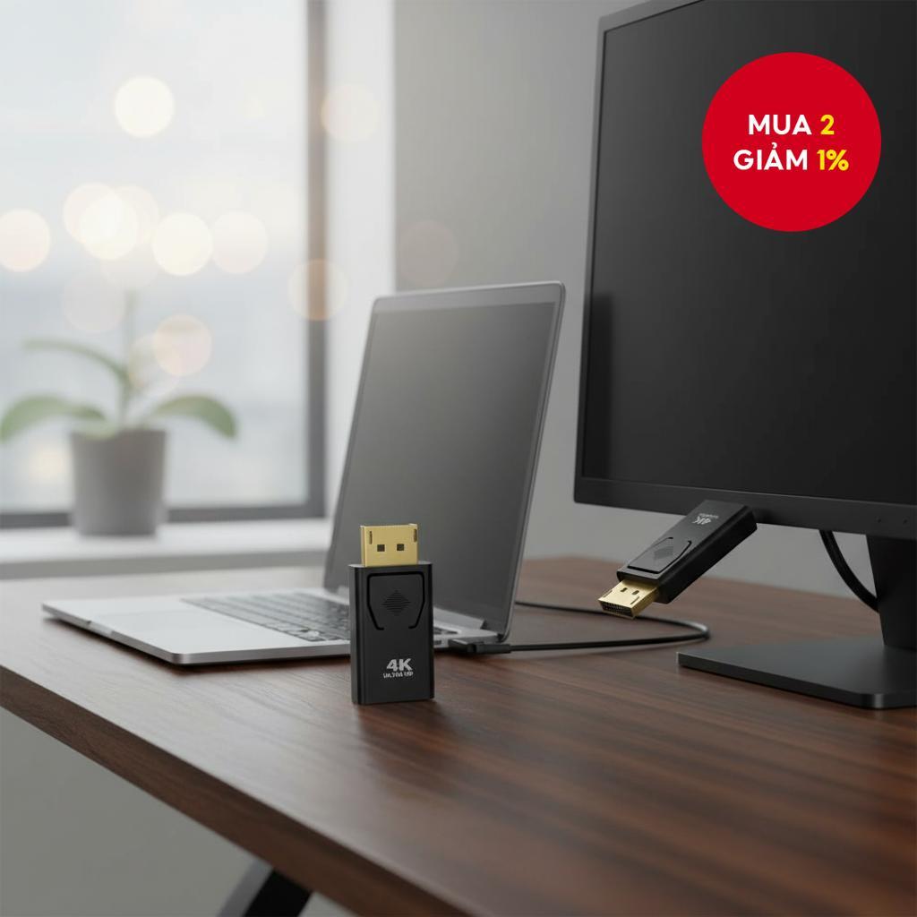 Bộ chuyển đổi DisplayPort sang HDMI 4K, hỗ trợ âm thanh/video Ultra HD ...