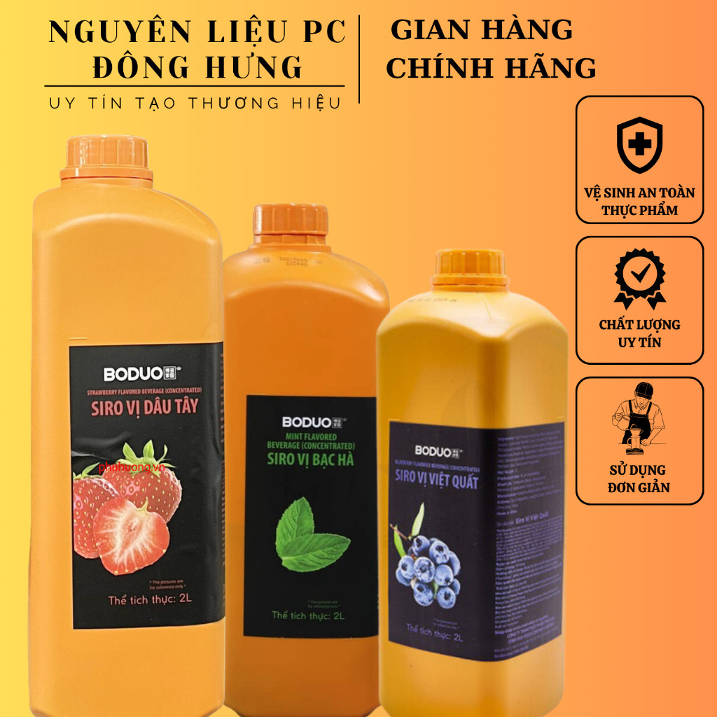 [CHÍNH HÃNG] Siro Boduo ( Syrup Boduo) các hương Đào/Dâu/Việt Quất ...