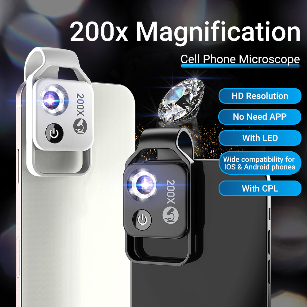 Mobile Phone Microscope 200x HD Shooting Identification Magnifier with ...