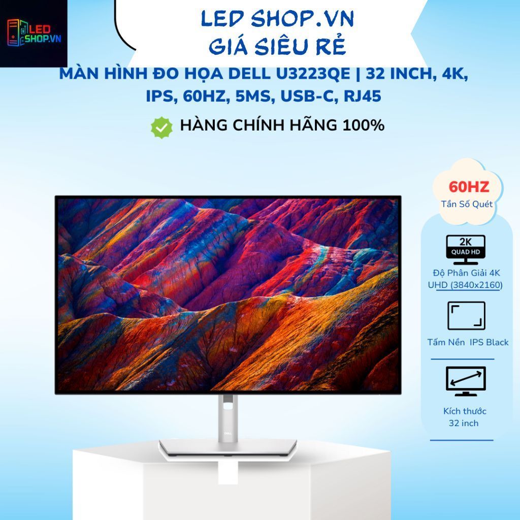 Màn hình đồ họa Dell U3223QE | 32 inch, 4K, IPS, 60Hz, 5ms, USB-C, RJ45 ...
