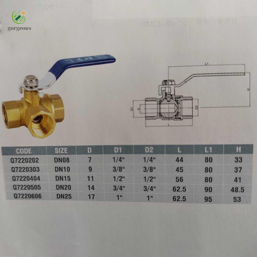⭐GROUS⭐Multi Purpose Brass Ball Valve 3 Way Design for Water Oil and ...