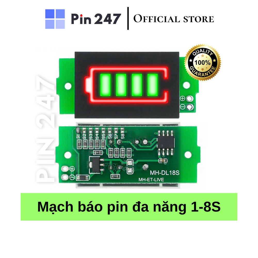 054 Mạch báo dung lượng pin Lithium 1S 2S 3S 4S 1-8S 3.7V màn hình xanh ...