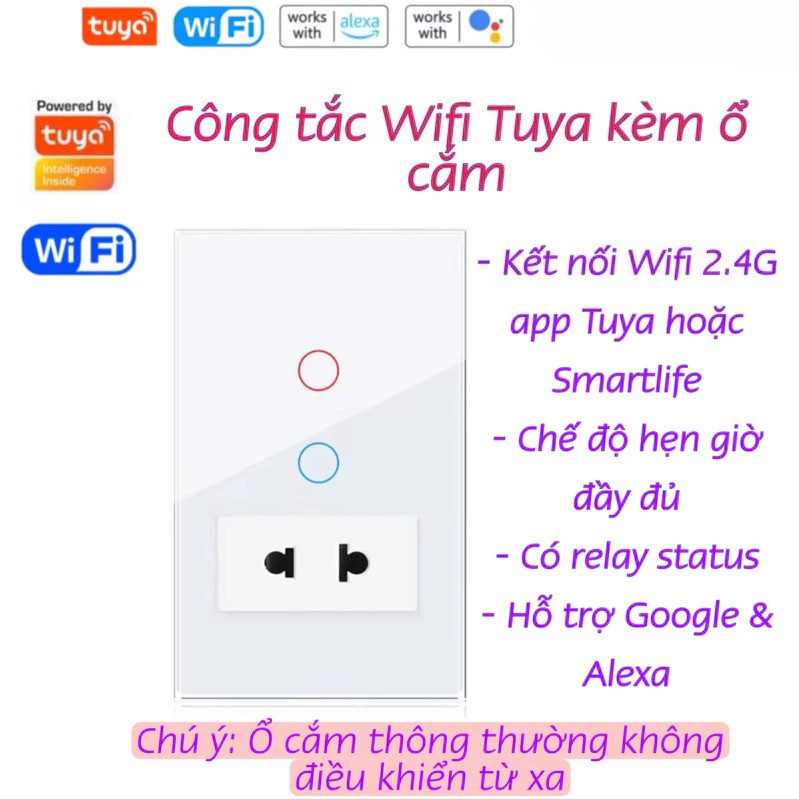 CÔNG TẮC WIFI TUYA CÓ Ổ CẮM kết nối app TUYA và Smart Life | Shopee ...