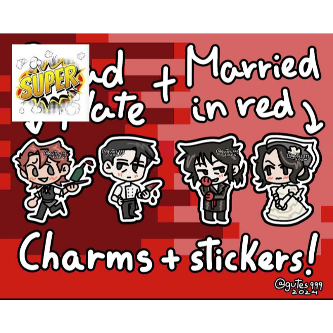 Móc khoá Dead plate and Married in red keychains vincent, rody, bok su ...