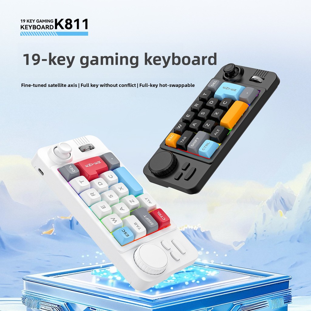 19-Key Macro Definition Joystick Dual Scroll Wheel RGB Hot-Swappable ...