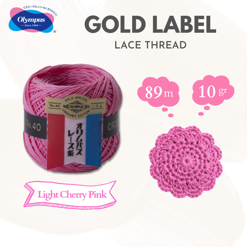 OLYMPUS GOLD LABEL Lace Thread #40, Color 104 Pink Tone, 10g (Approx ...