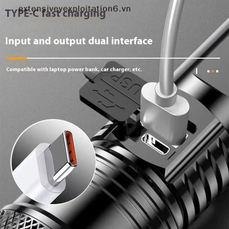 Đèn pin sạc P50 LED Type-C mạnh mẽ, chiếu sáng khẩn cấp với pin 18650 tích hợp. | Shopee Việt Nam