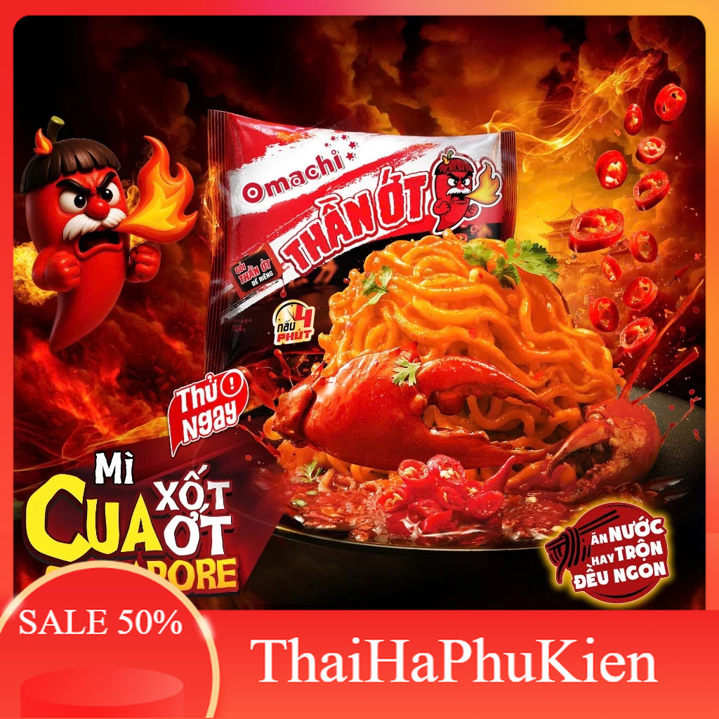 (Combo 10) Omachi Thần Ớt Mì Cua Xốt Ớt Singapore 125g/gói | Shopee ...