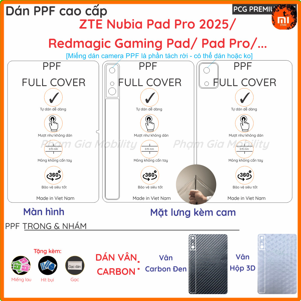 Dán PPF & Skin Carbon ZTE RedMagic Tablet 3/ Nubia Red Magic Nova ...