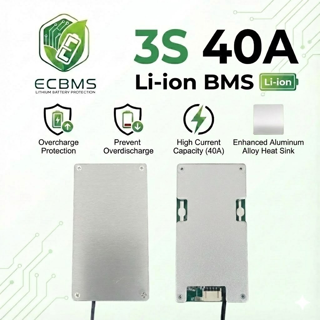ECBMS 3S 40A Super MOS BMS 12V Pin Li-ion PCB với tản nhiệt bạc & Điều ...