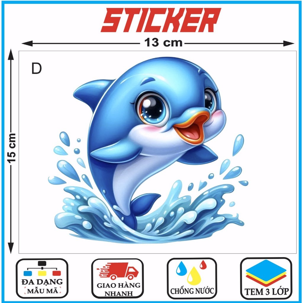 Hình Dán Decal 15cm Cá Heo Cute Dán Xe Ô Tô Dán Che Vết Xước Xe,Dán ...