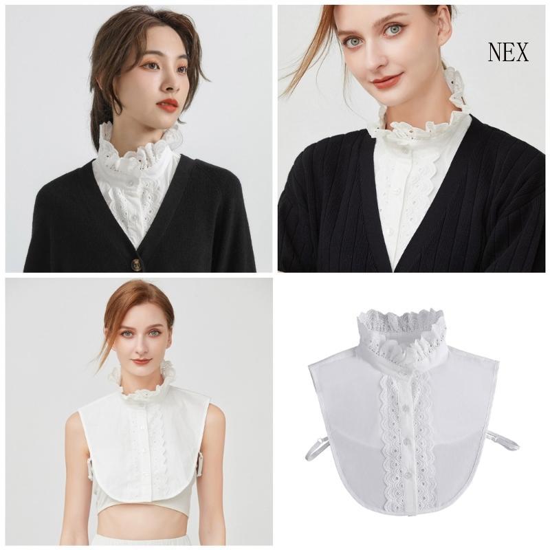 Nữ áo sơ mi NEX ren xù, chắp vá, có cổ giả tháo rời | Shopee Việt Nam