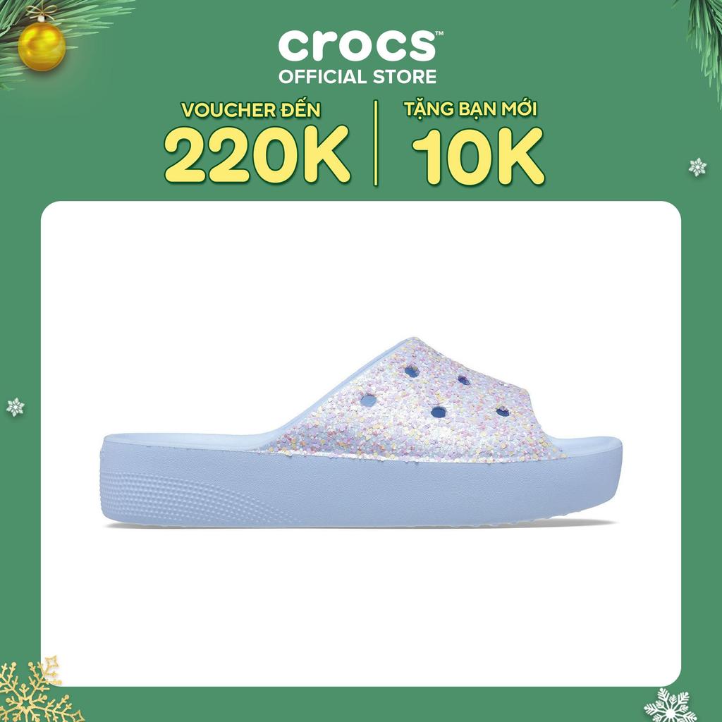 Dép Quai Ngang Nữ Crocs Classic Platform Glitter - Blue Calcite ...
