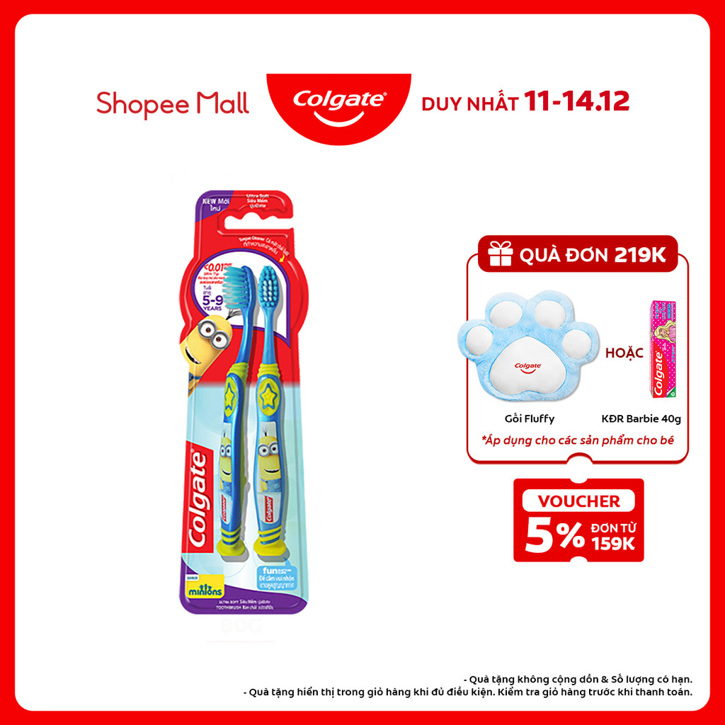 Bộ 2 bàn chải Colgate Minion Twin cho bé | Shopee Việt Nam