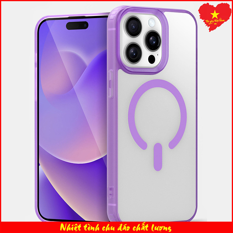 Ốp Lưng Acrylic mờ từ tính viền dẻo Iphone 16, IP 16 Pro, IP 16 Plus ...