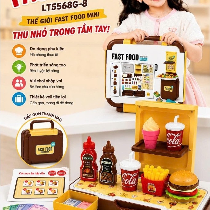 Vali Cửa Hàng Fast Food LT5568G-8 – Bộ Đồ Chơi Bán Đồ Ăn Nhanh Gấp Gọn ...