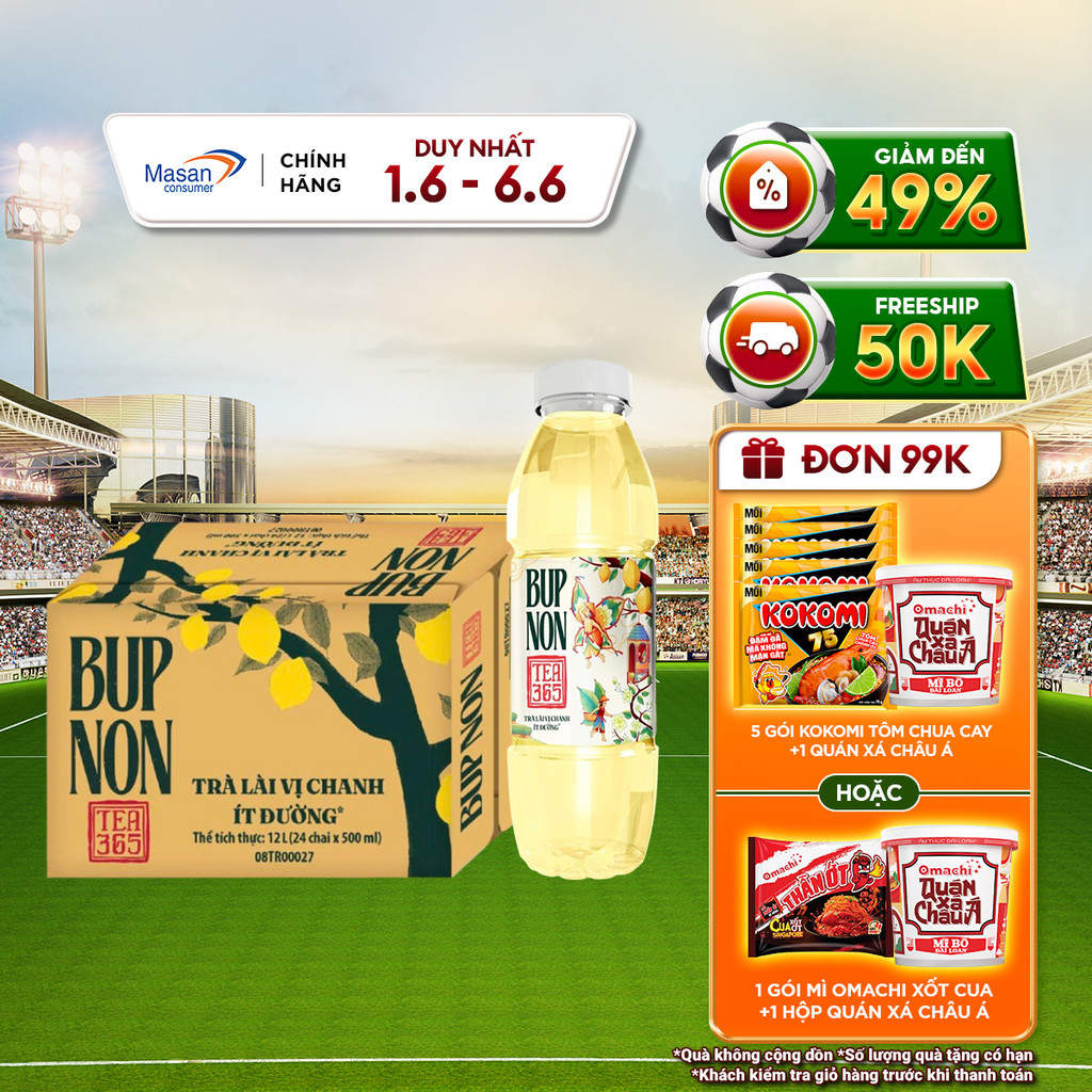 Thùng Trà Bupnon Tea 365 Ô long vị đào/Trà Lài vị Chanh ít đường ...
