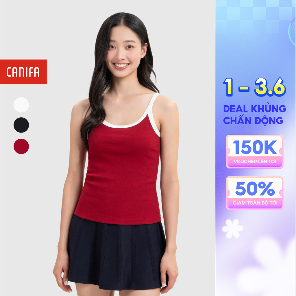 Áo hai dây nữ dáng ôm body co giãn mềm mại, áo tank top nữ basic CANIFA ...
