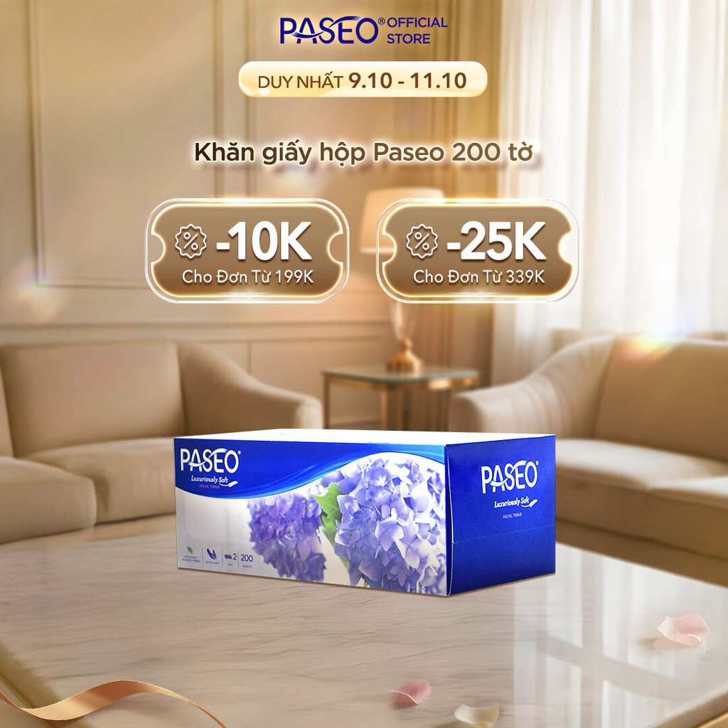 Khăn Giấy Hộp Paseo 200 Tờ Cao Cấp - Dịu Nhẹ Cho Làn Da - Không Kích ...