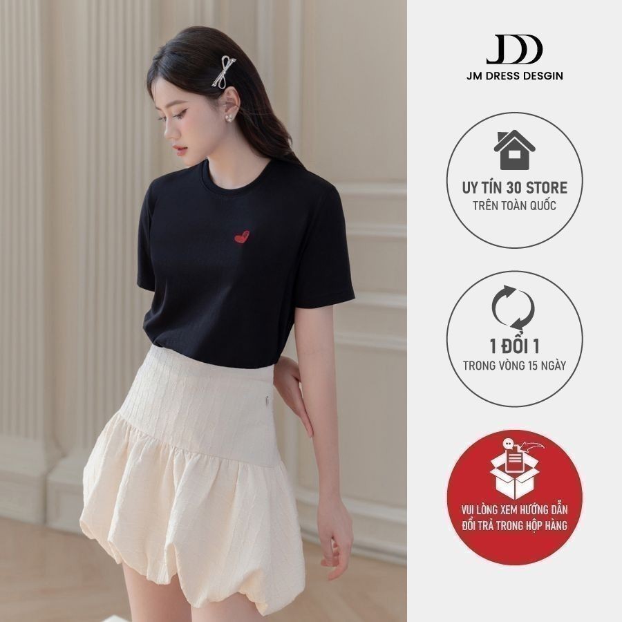 Áo phông trái tim JDD 2T36.2406CT, áo thun t shirt thêu hình trái tim thiết kế bởi JM Dess ...