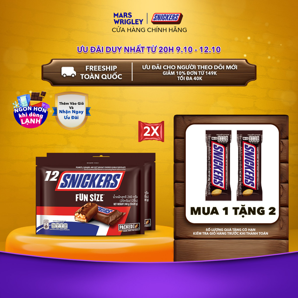 [Tặng 2 thanh Snickers 20g] Combo 2 Túi Kẹo Socola Snickers Funsize túi ...