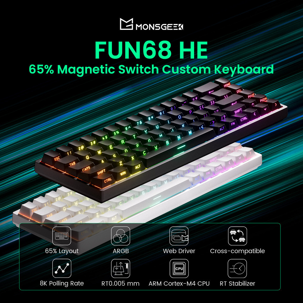 FUN68 HE Magnetic Switch Wireless Three Mode Mechanical Keyboard Type-C ...