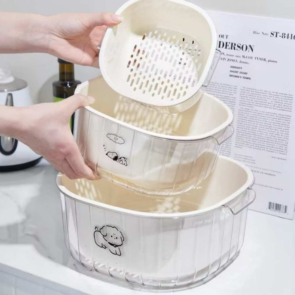 Bộ Thau Rổ Nhựa 6 Món Đựng Rau Củ Quả Đa Năng Thiết Kế 2 Lớp Dày Dặn ...